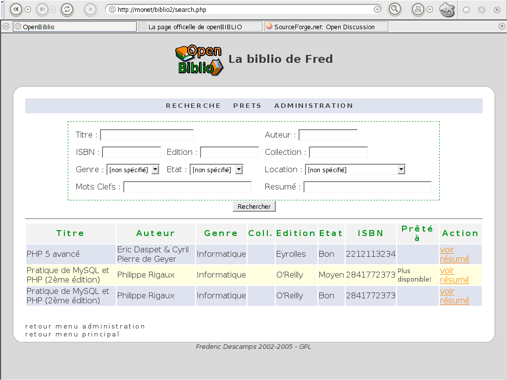 openBIBLIO official webpage